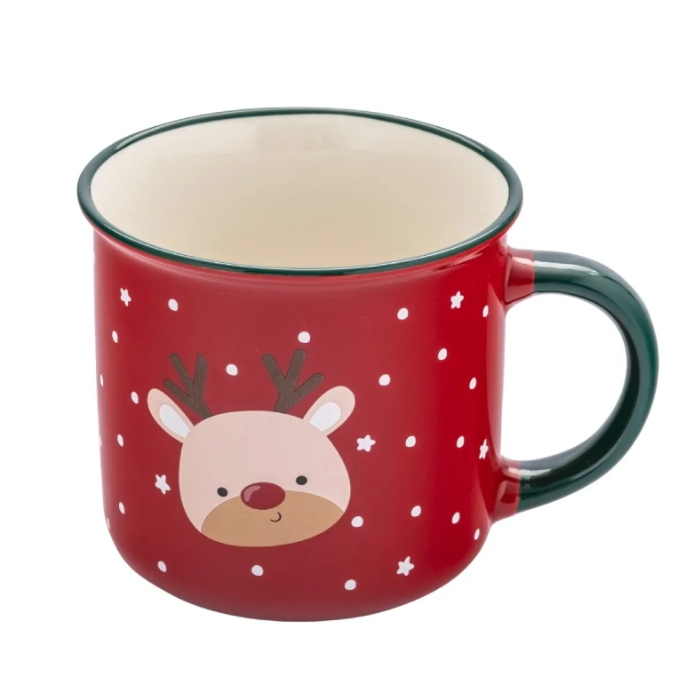 Kubek świąteczny Altom Design z rantem Renifer 400 ml - Czerwony ...