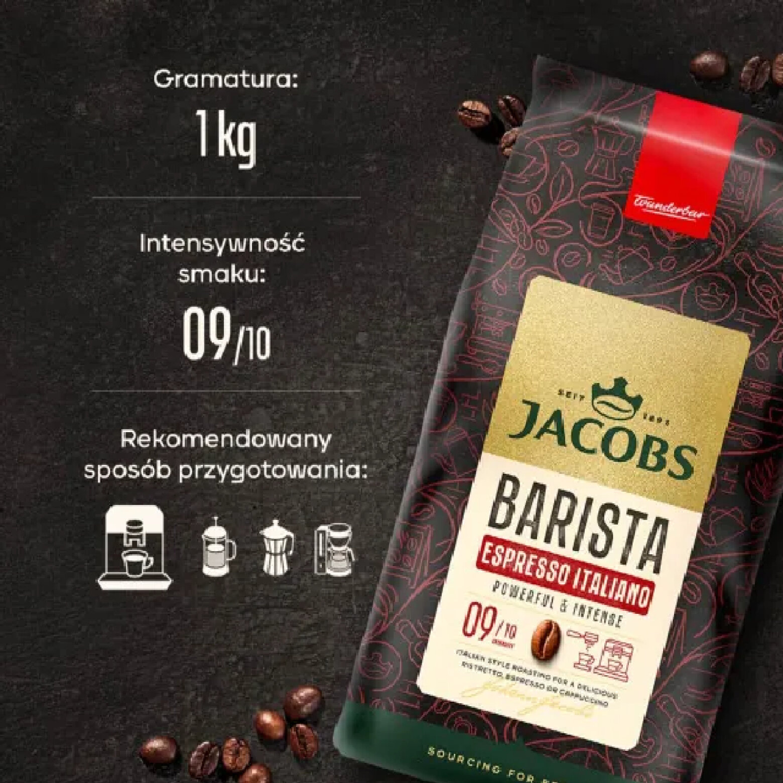 Kawa ziarnista Jacobs Barista Editions Espresso Italiano 1kg - Konesso.pl