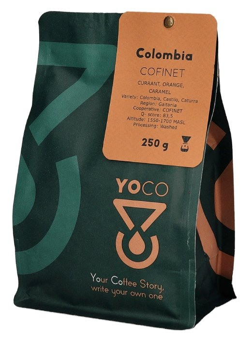 Kawa ziarnista YoCo Coffee Colombia Cofinet FILTR 250g - Konesso.pl