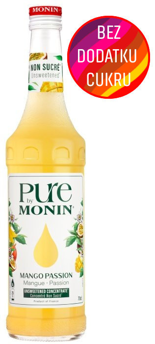 Syrop bez dodatku cukru PURE by MONIN - Mango Marakuja 0,7 L - Konesso.pl